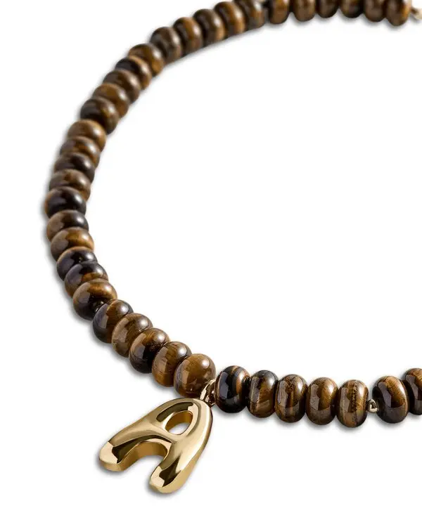 Baublebar Initial Tiger's Eye Beaded Pendant Necklace, 17-20 - Brown A