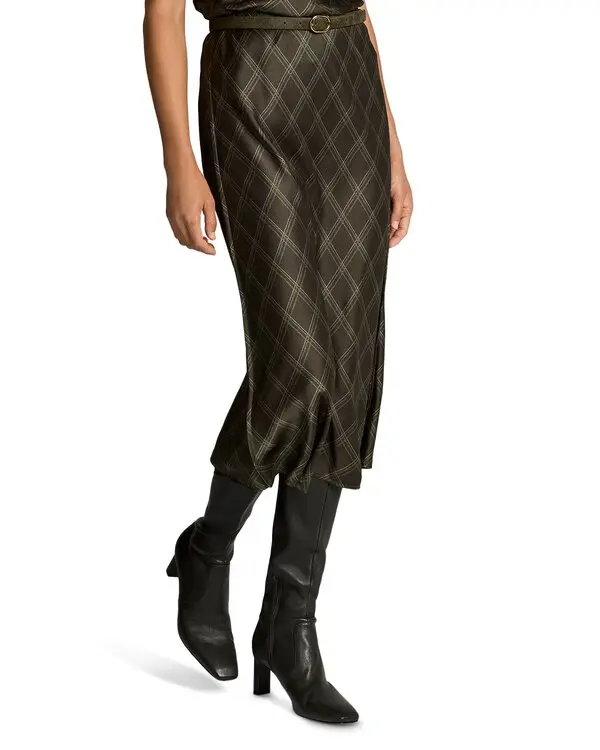 Vince Diamond Plaid Slip Skirt