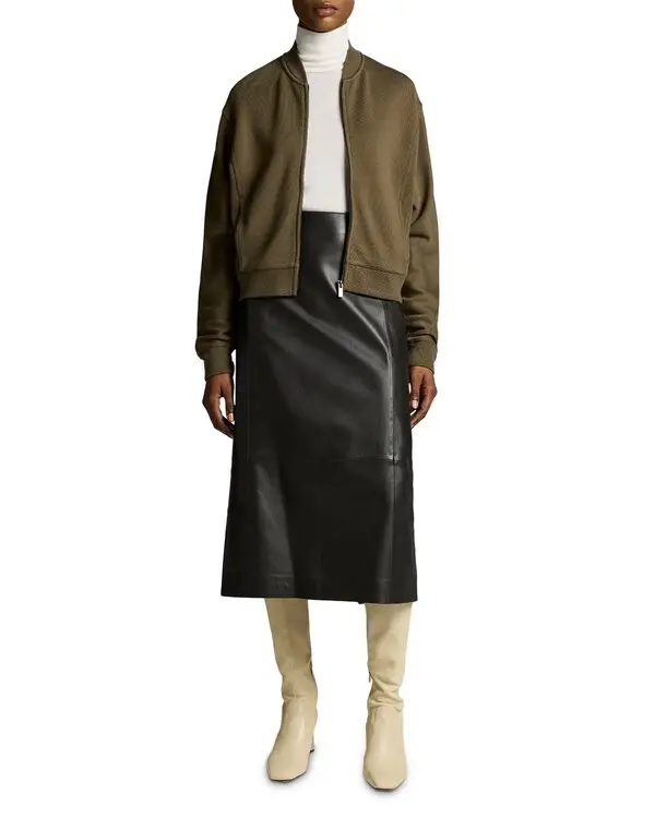 Vince Mid Rise Leather Midi Skirt
