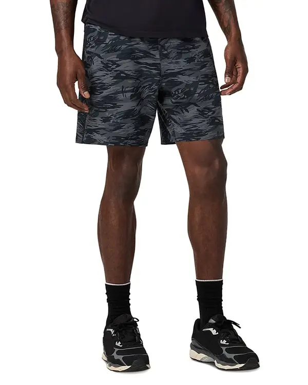 Vuori Banks 7 Performance Drawstring Shorts - Black Riptide Camo