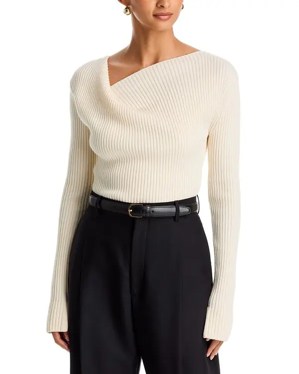 MILLY Greer Knit Asymmetrical Neck Top