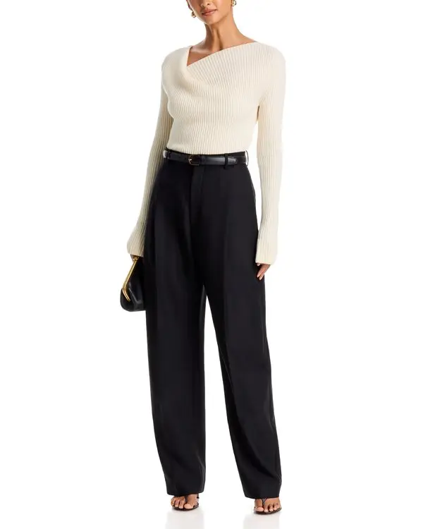 MILLY Greer Knit Asymmetrical Neck Top