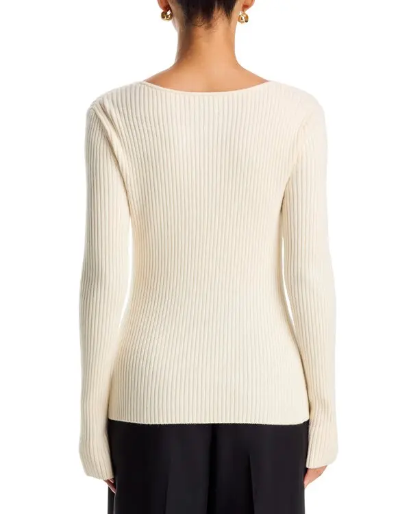 MILLY Greer Knit Asymmetrical Neck Top