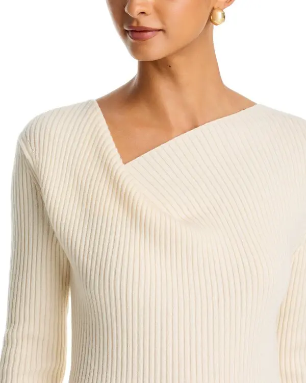 MILLY Greer Knit Asymmetrical Neck Top