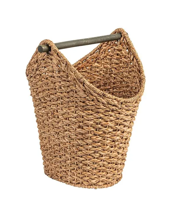 OLIVE GROVE Bankuan Braided Oval Toilet Paper Basket With Wood Bar - Natural