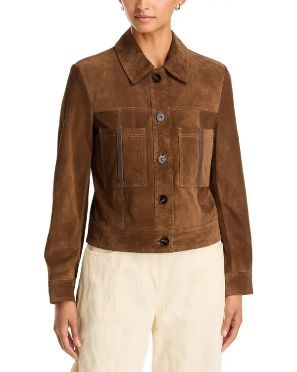 Johnny Was Diamond Laser Italian Suede Bomber Jacket