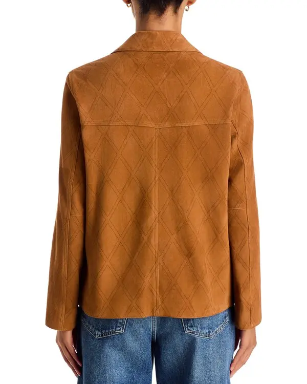 Johnny Was Diamond Laser Italian Suede Bomber Jacket