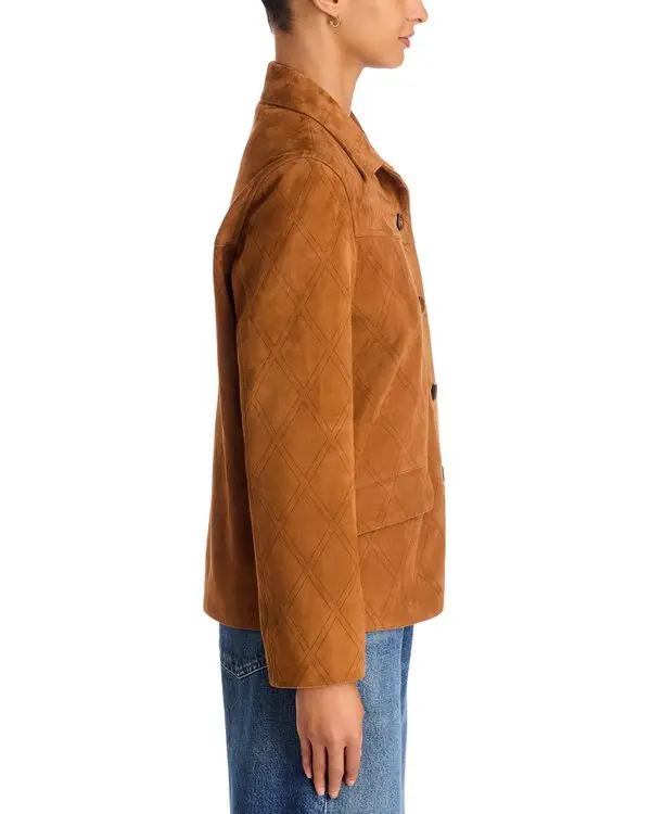 Johnny Was Diamond Laser Italian Suede Bomber Jacket