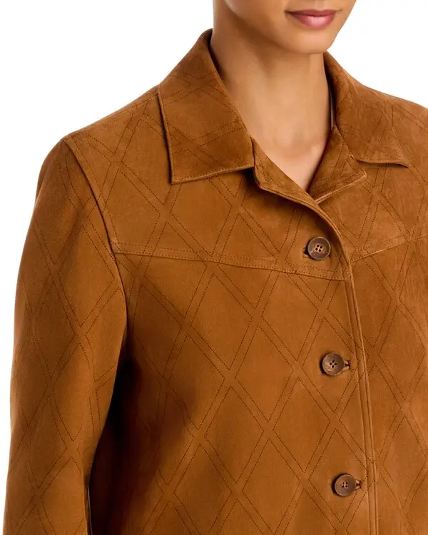 Johnny Was Diamond Laser Italian Suede Bomber Jacket