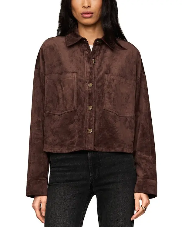 Z Supply Cropped Faux Suede Jacket - Dark Chocolate