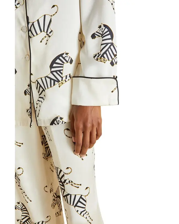 Olivia Von Halle Zebedee Silk Woven Long Sleeve Pajama Set