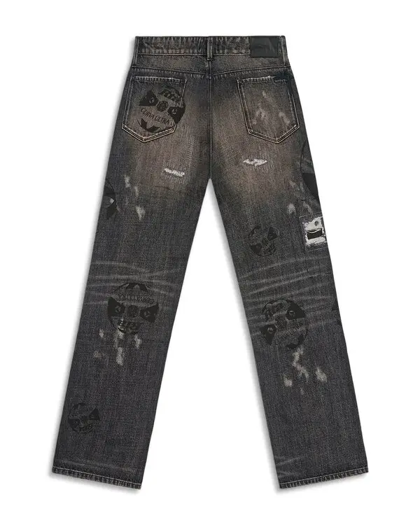 RtA Cotton Logo Graphic Distressed Jeans