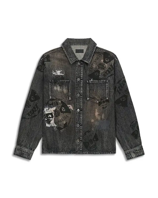 RtA Curva Ultra Cotton Distressed Graphic Shirt Jacket