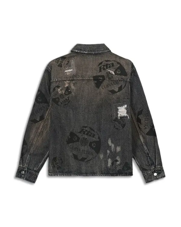 RtA Curva Ultra Cotton Distressed Graphic Shirt Jacket