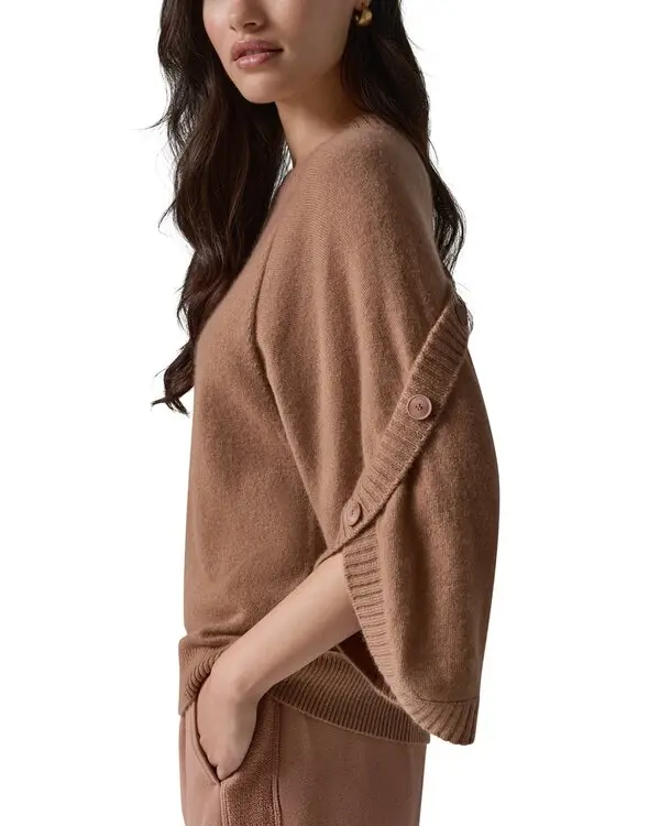 DONNA KARAN WEEKEND Wool & Cashmere Button Detailed Sweater