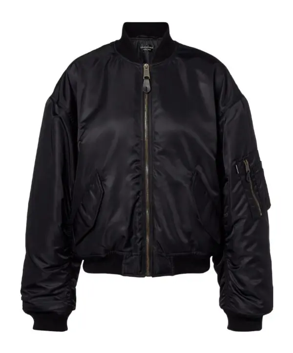 Balenciaga Standard Technical Satin Bomber Jacket - Black