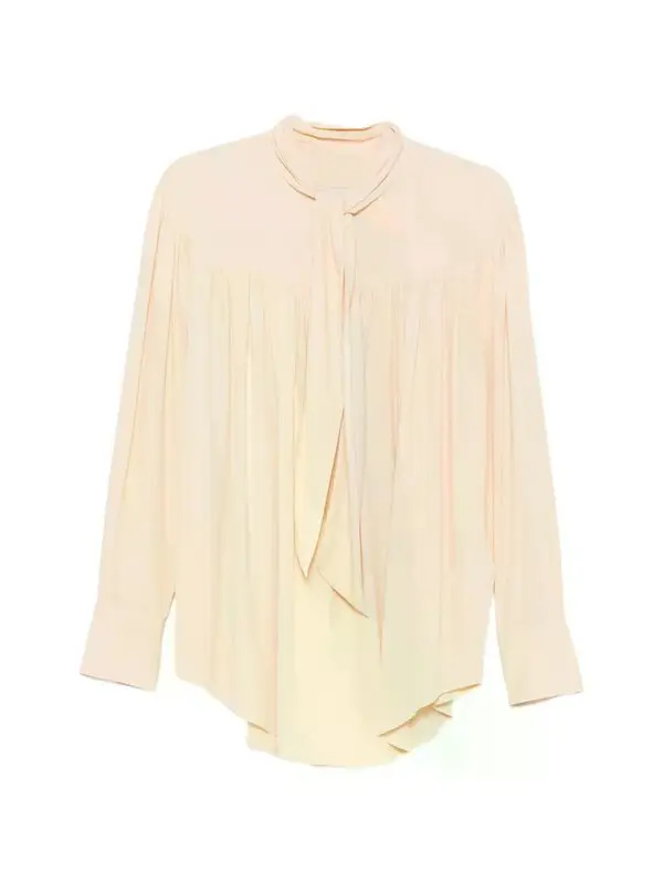 AMI Paris Ascot-tie Pleated Blouse - Neutrals