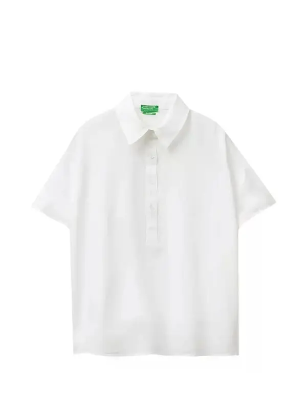 BENETTON Short-sleeved Button-up Blouse - White