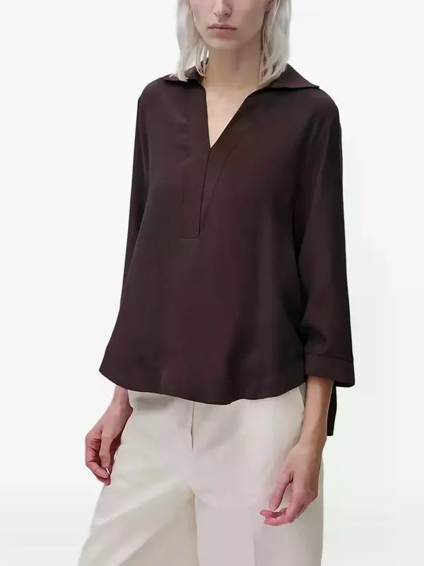 BENETTON V-neck Three-quarter Sleeve Blouse