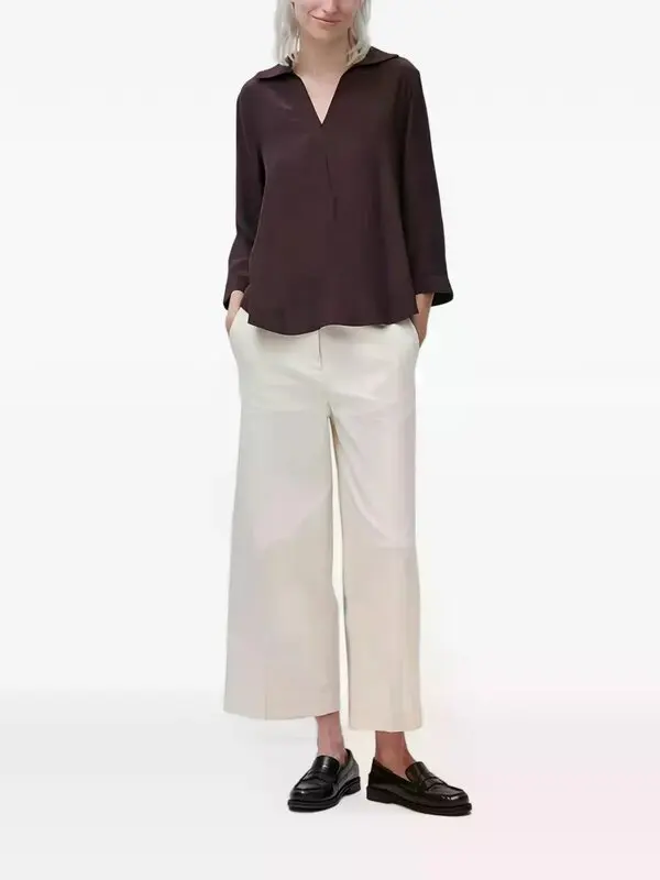 BENETTON V-neck Three-quarter Sleeve Blouse
