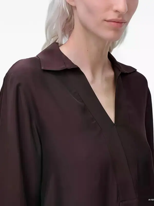 BENETTON V-neck Three-quarter Sleeve Blouse