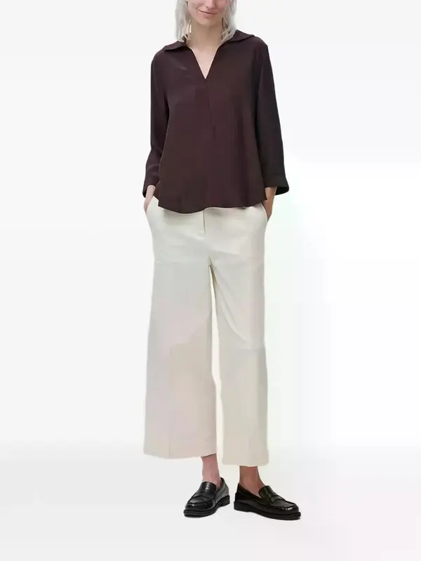 BENETTON V-neck Three-quarter Sleeve Blouse