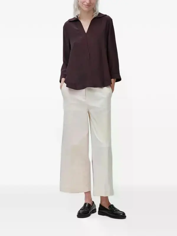 BENETTON V-neck Three-quarter Sleeve Blouse
