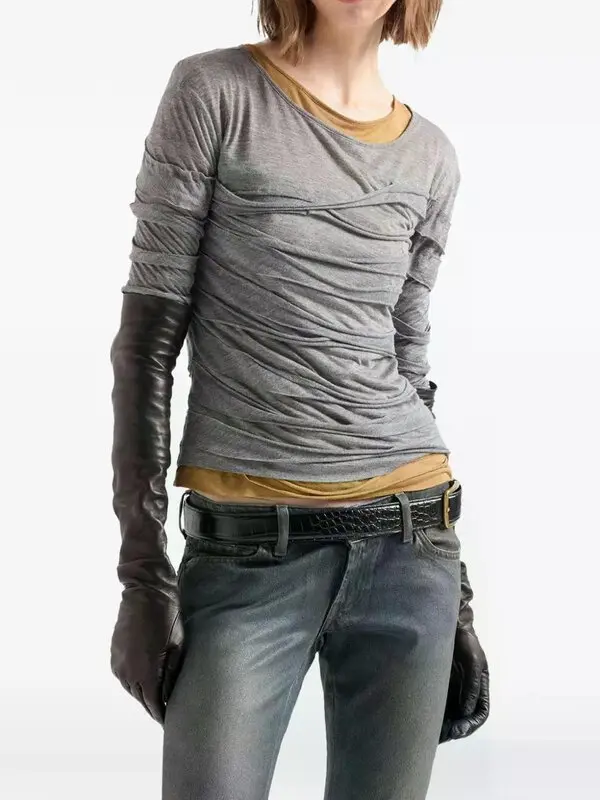 7 For All Mankind Ruffle-trimmed Frayed T-shirt