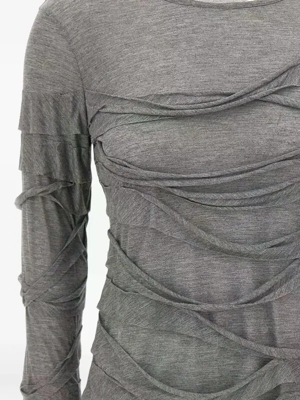 7 For All Mankind Ruffle-trimmed Frayed T-shirt