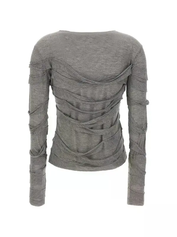 7 For All Mankind Ruffle-trimmed Frayed T-shirt