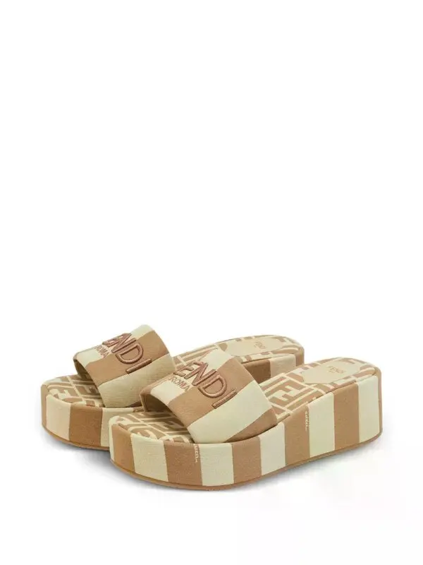 Fendi Sunshine Platform Slide Sandals - Brown