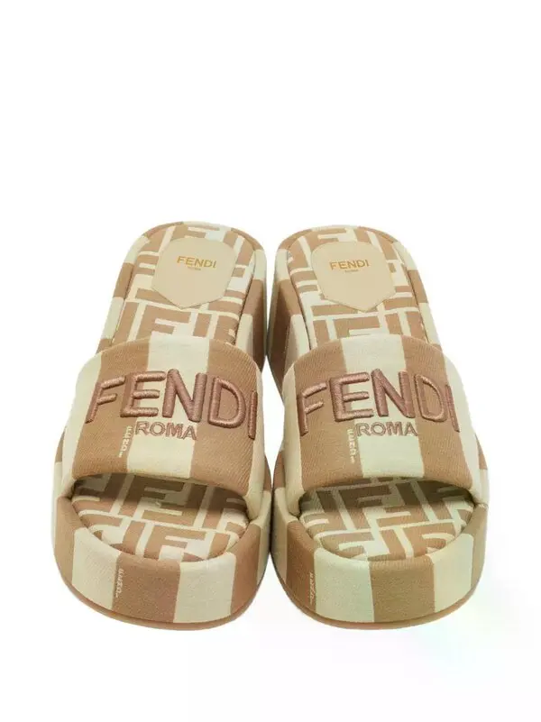 Fendi Sunshine Platform Slide Sandals - Brown