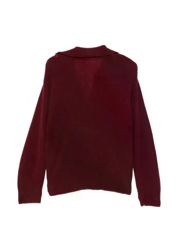 Barena Venezia Merlot V-neck Spread Collar Sweater
