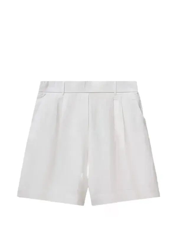 BENETTON Pleated Elasticated Bermuda Shorts - White