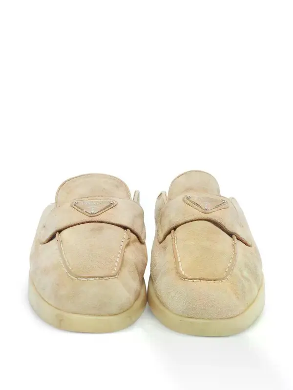 Prada Triangle Suede Mules