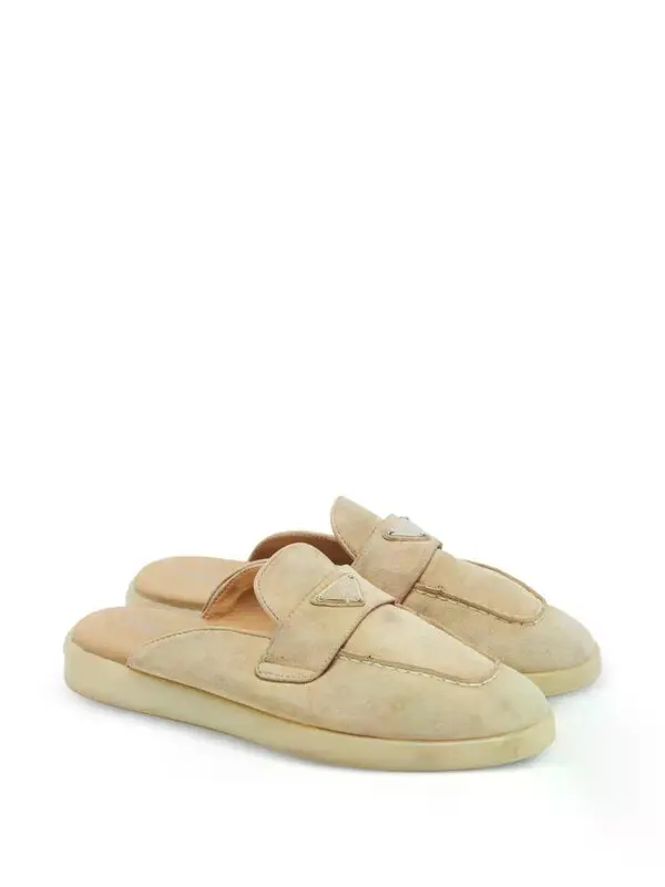 Prada Triangle Suede Mules