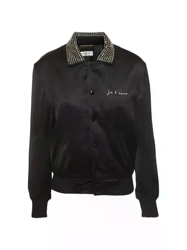 Saint Laurent Je T'aime" Embellished Collar Bomber Jacket