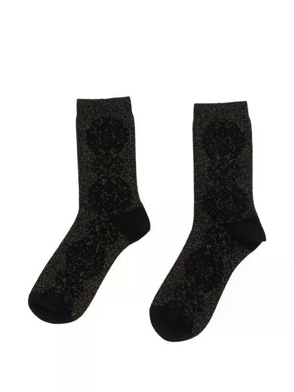 ANT45 Lola Metallic Crew Socks - Black
