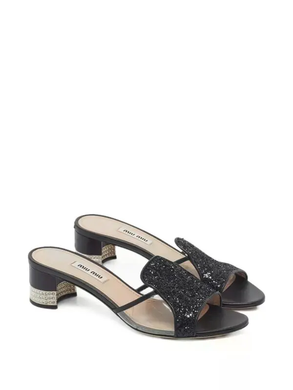 Miu Miu Crystal-embellished Slide Sandals - Black