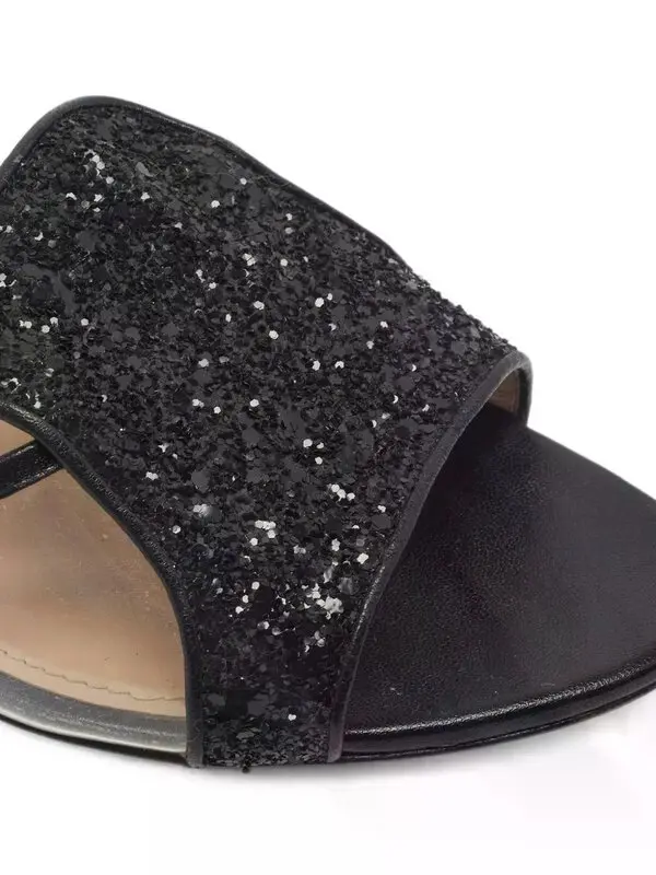 Miu Miu Crystal Embellished Glitter Slides