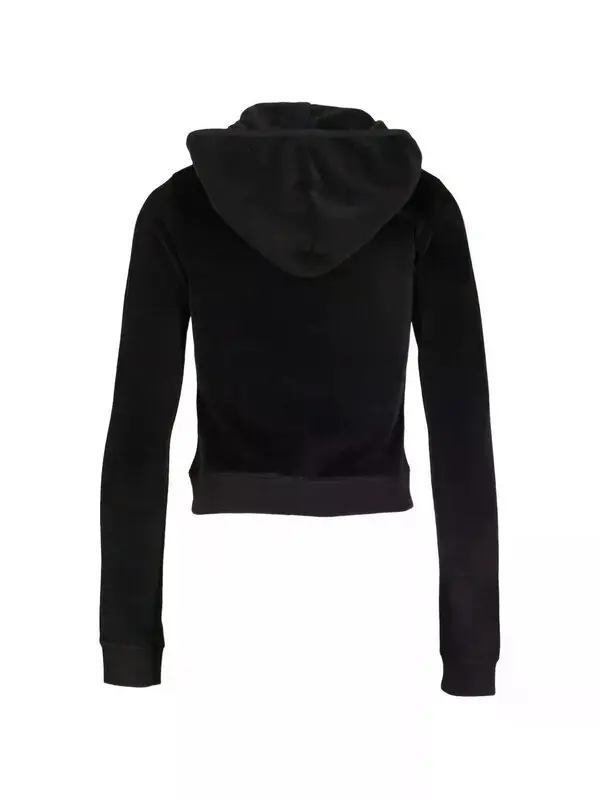 604SERVICE Velvet Finish Cross Charm Hoodie