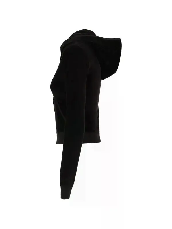 604SERVICE Velvet Finish Cross Charm Hoodie
