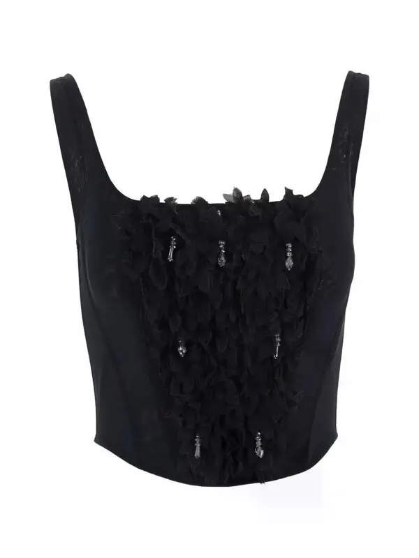 IANIRA MEDA Bead-embellished Curved-hem Top