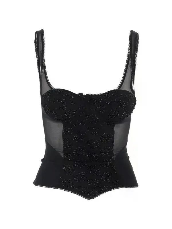 IANIRA MEDA Embellished Mesh-panel Top
