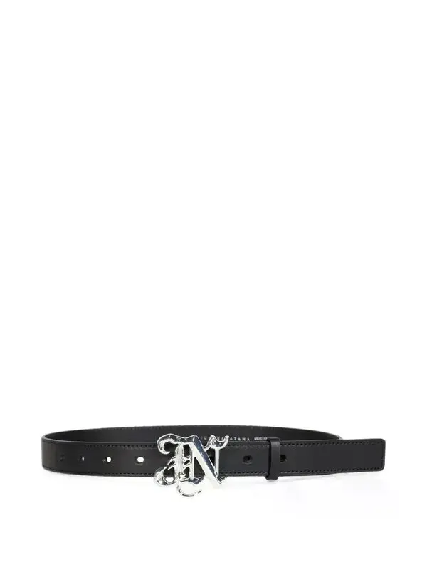 JUN/NAKAYAMA Logo-buckle Leather Belt - Black