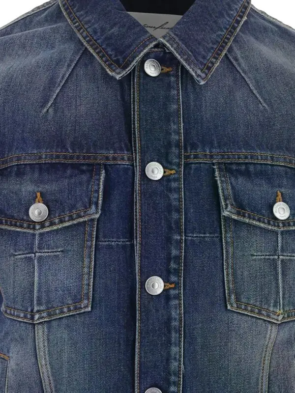 Matieres Fecales Washed Distressed-effect Denim Jacket