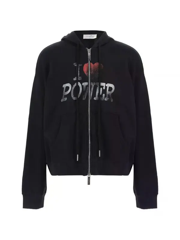 Matieres Fecales Graphic-print Zip-up Hoodie - Black