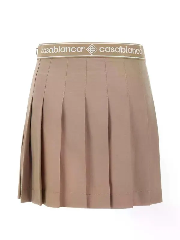 Casablanca Pleated Logo-waistband Mini Skirt