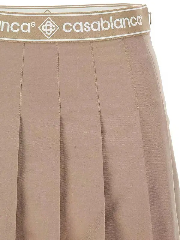 Casablanca Pleated Logo-waistband Mini Skirt