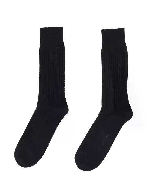ANT45 Waffle-knit Ribbed Socks - Black